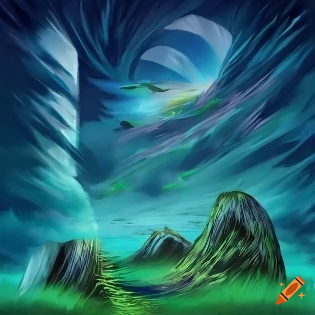 Vibrant comic book-style illustrations depicting the mythical bifrost ...