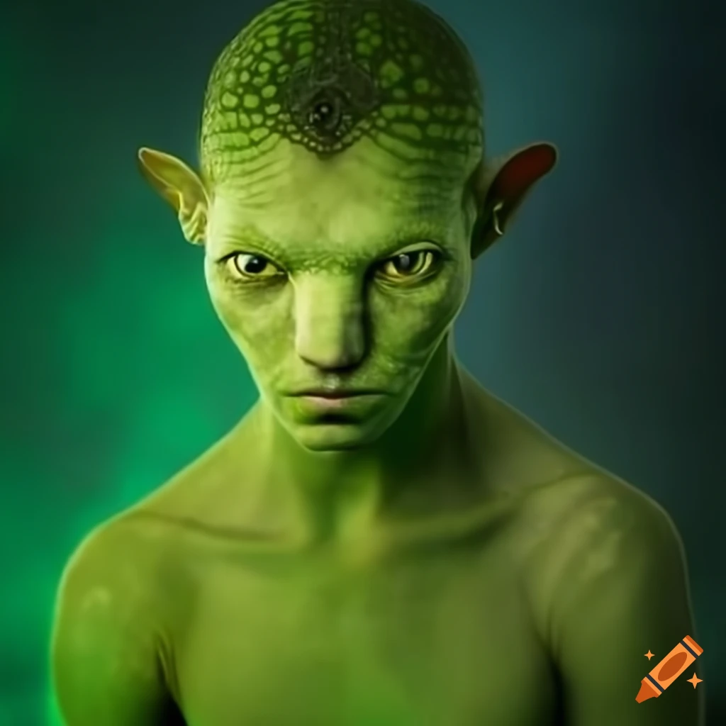 Green avatar with reptilian features on Craiyon