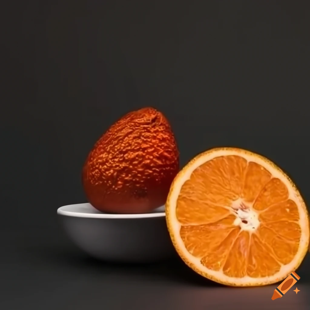 Hd redered sliced orange with intricate avocado interior