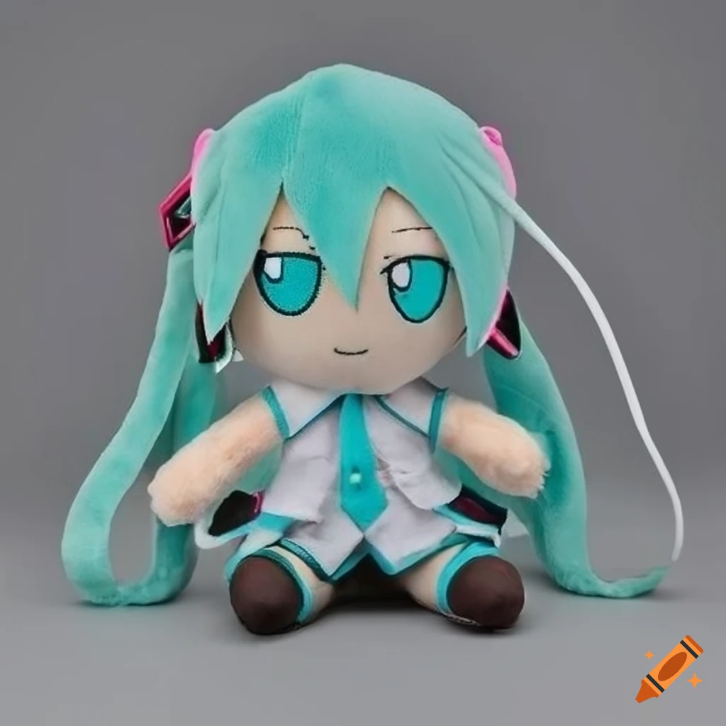 Hatsune Miku as a cute fumo plushie with big vibrant twintails with a ...