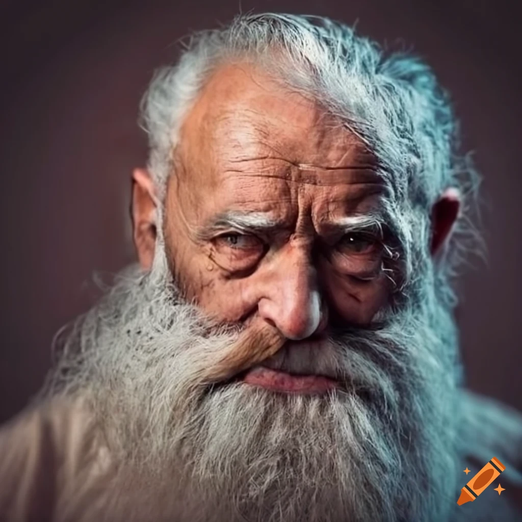 Older bearded man laghing