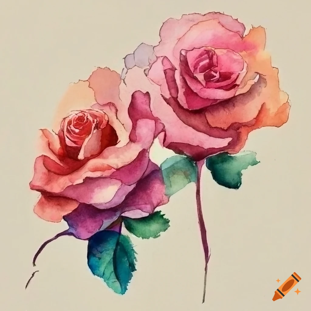Watercolour three roses