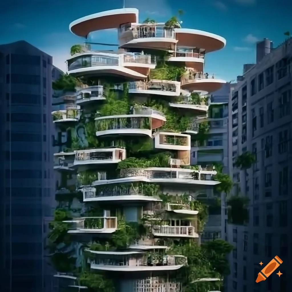 Fairy tale 10-storey residential building. White with graphite elements. It has 3 large ...