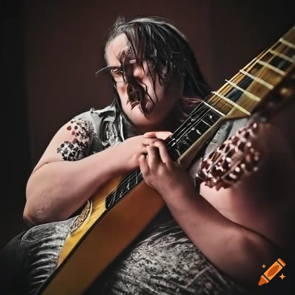 Rocker guitar player obese