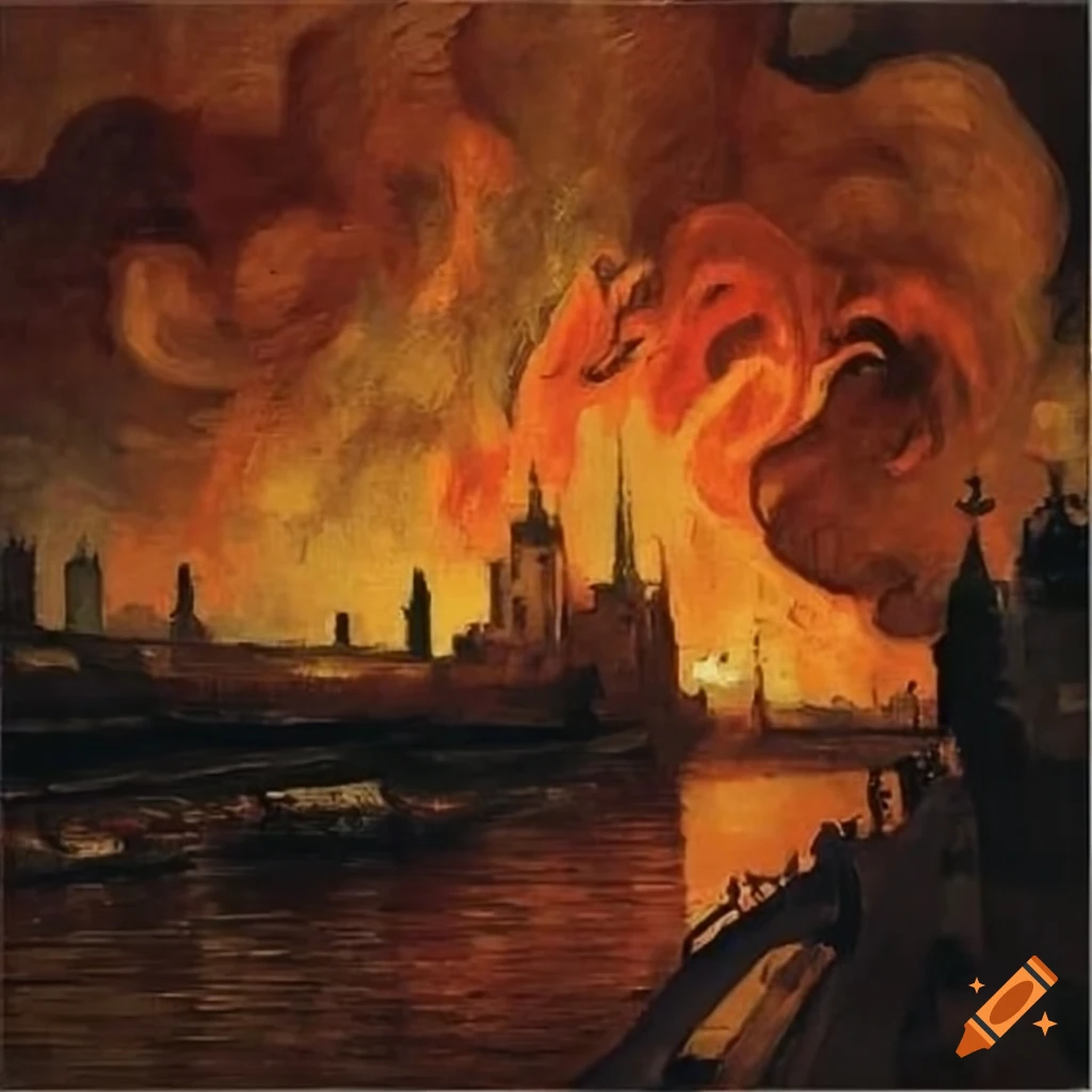 The london fire, as painted by van gogh on Craiyon
