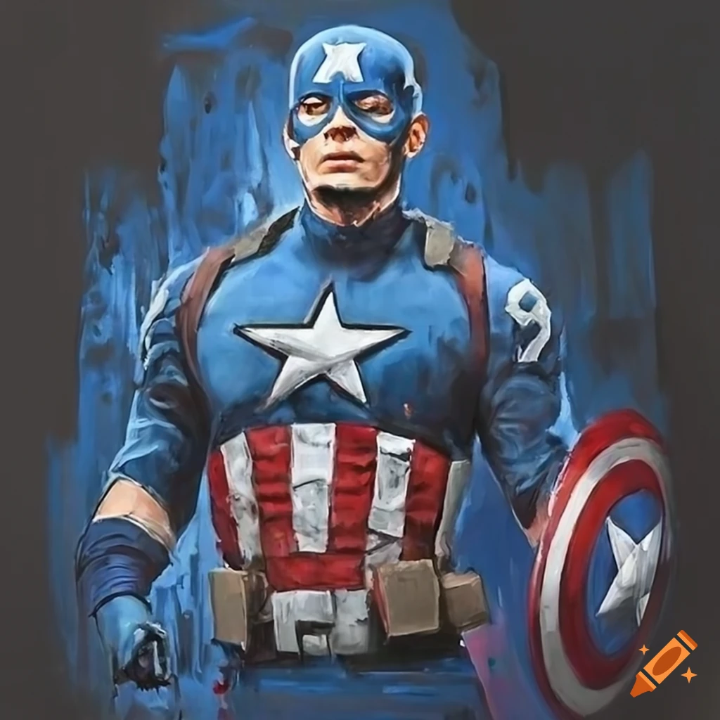 Abstract painting of captain america