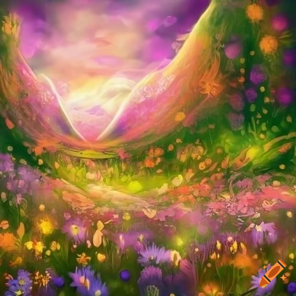 Magical flower field, fantasy art on Craiyon