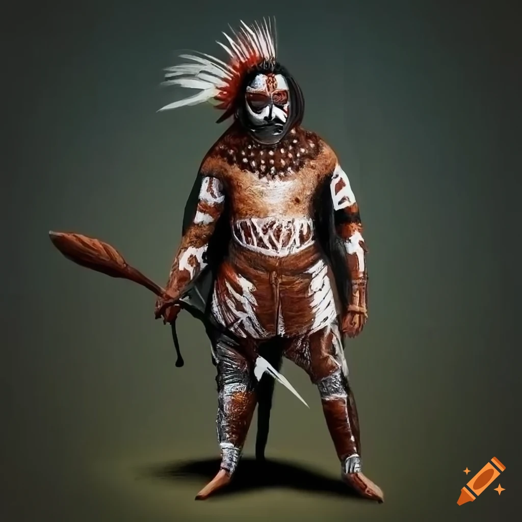 Australian aboriginal warrior in full leather armor inspired by ...