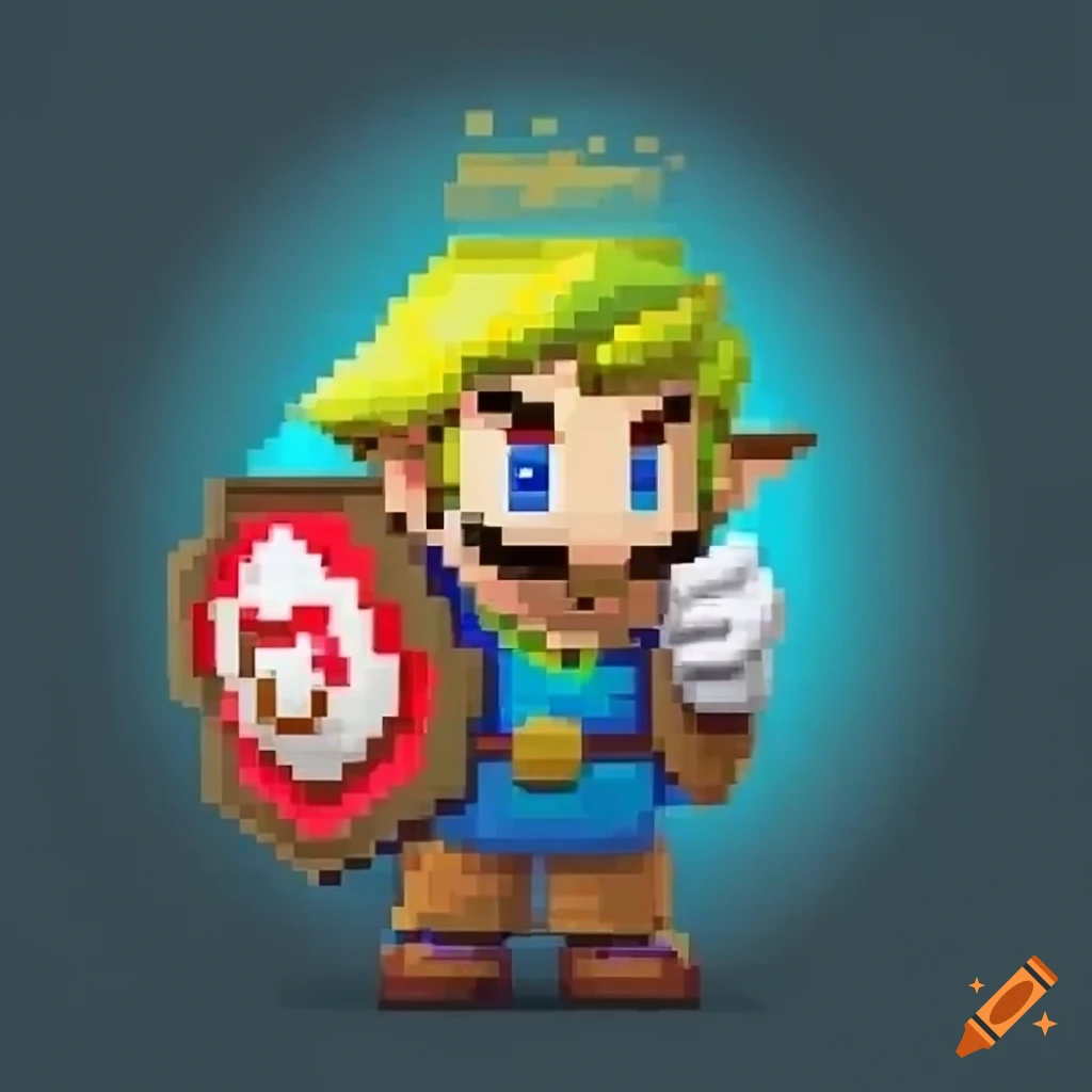 8bit link in 2d mario style world on Craiyon