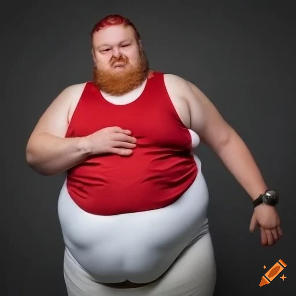 Fat Chubby Man Red Bearded White Singlet On Craiyon