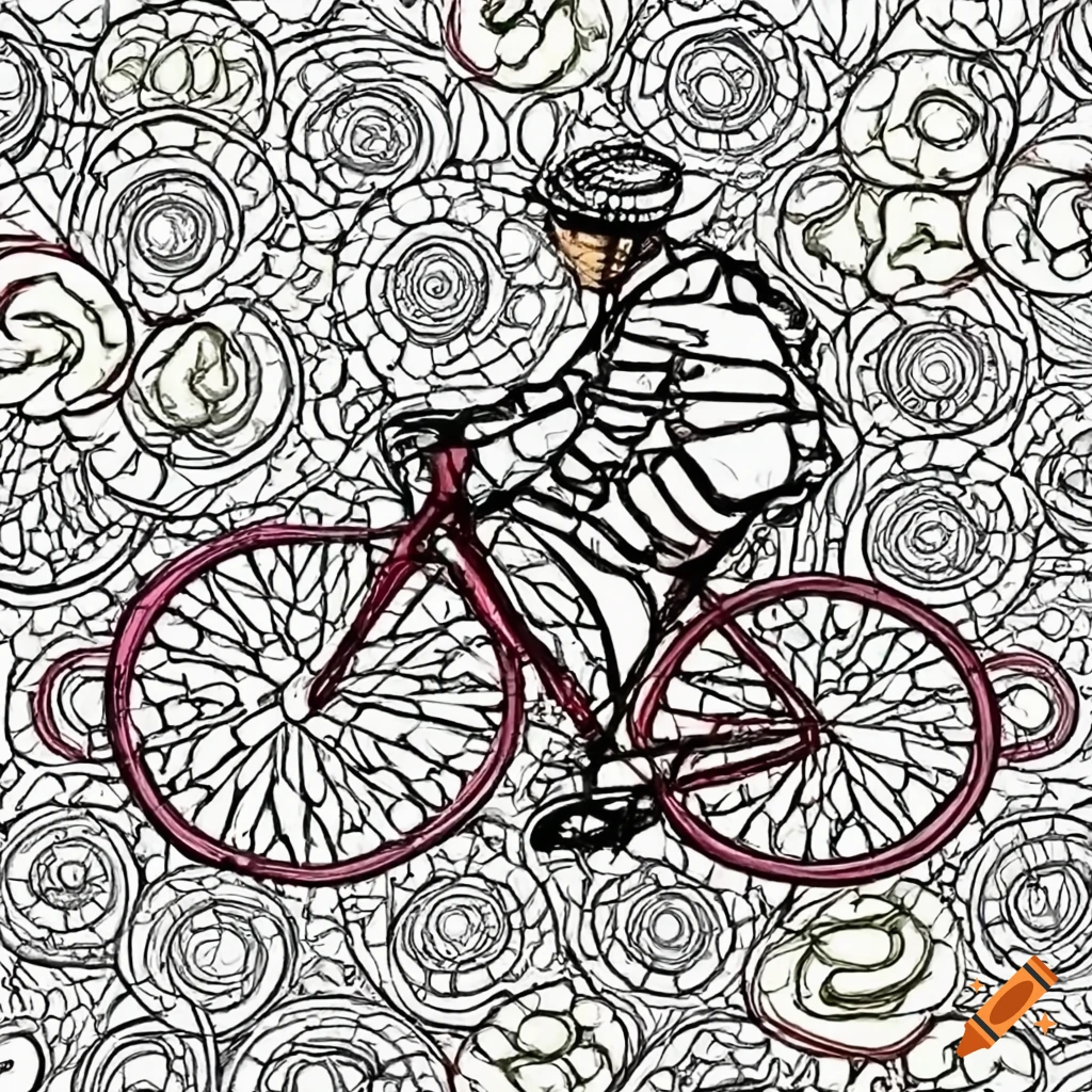 Coloring book image cyclist