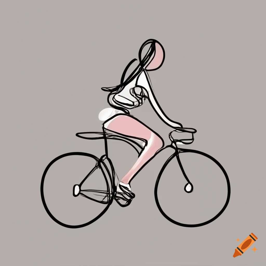 One line drawing of biking girl on Craiyon
