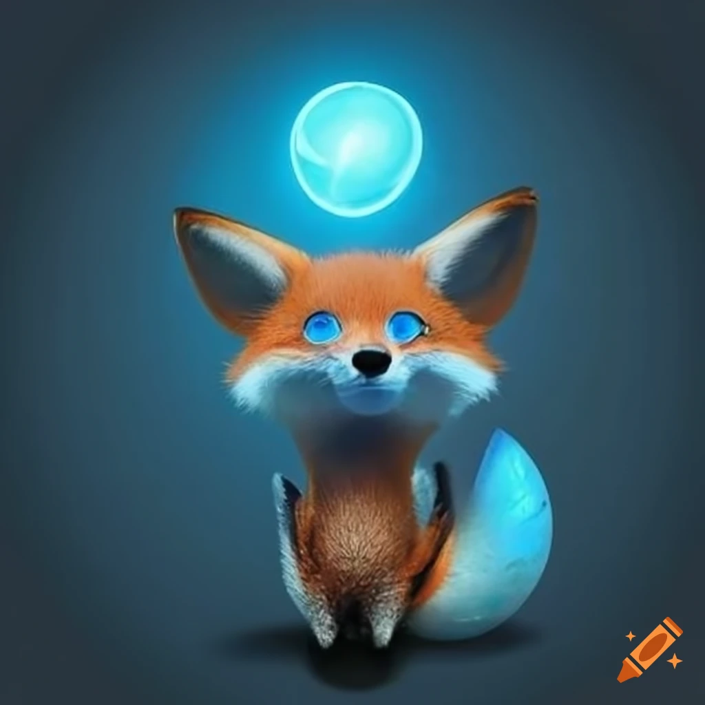 Fox holding a cracked blue glowing orb on Craiyon