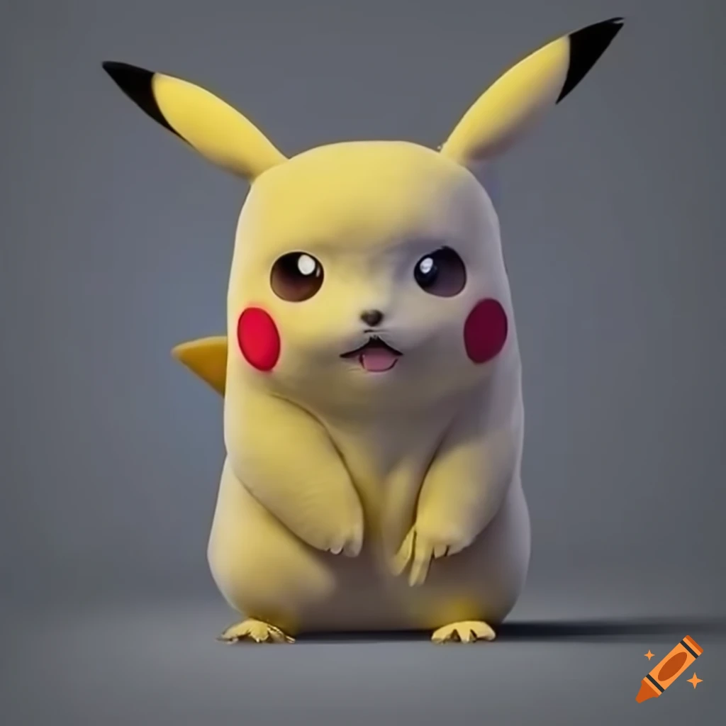Photorealistic pikachu looking straight ahead with a menacing expression