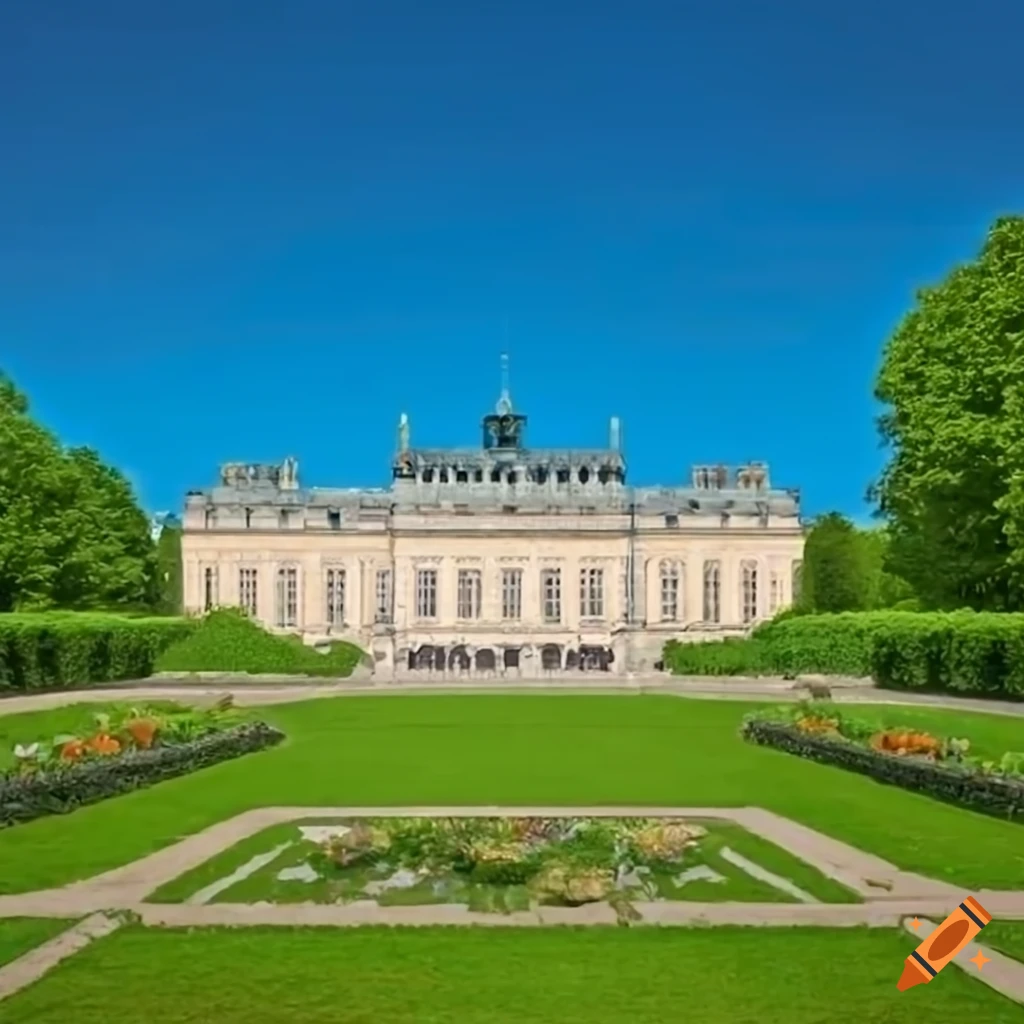 Royal palace with garden, high definition
