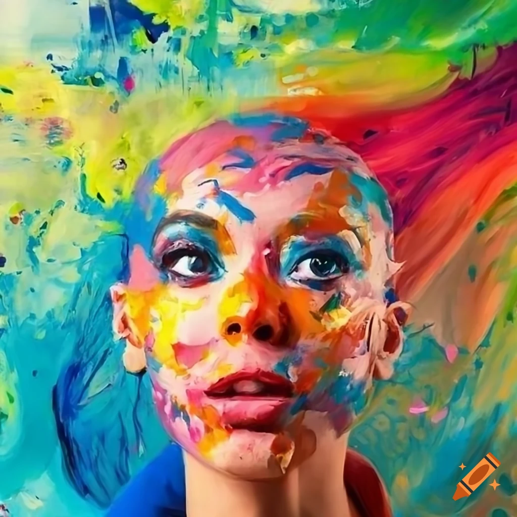 Group of people engaged in creative activities: painting, experimenting ...