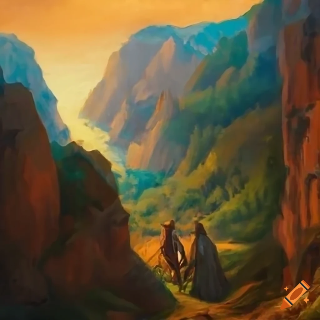 A peron i a full body armour standing at an edge of the cliff, looking ...