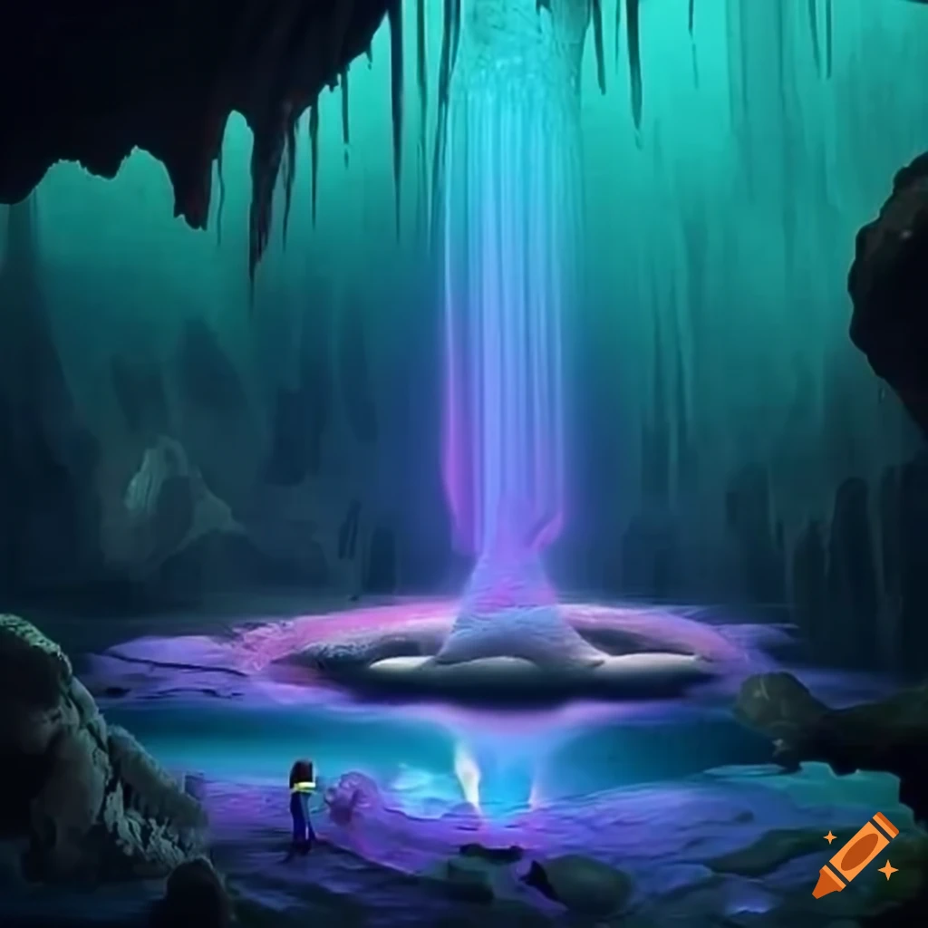 Imagine a breathtaking fantasy cave that boasts enormous pools of water ...