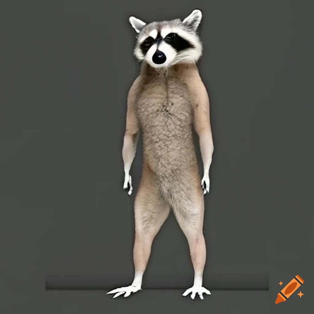 A strong and athletic raccoon with human-like features on Craiyon