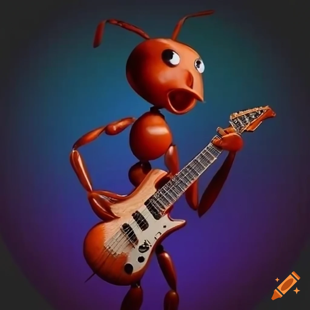 Ant playing electric guitar