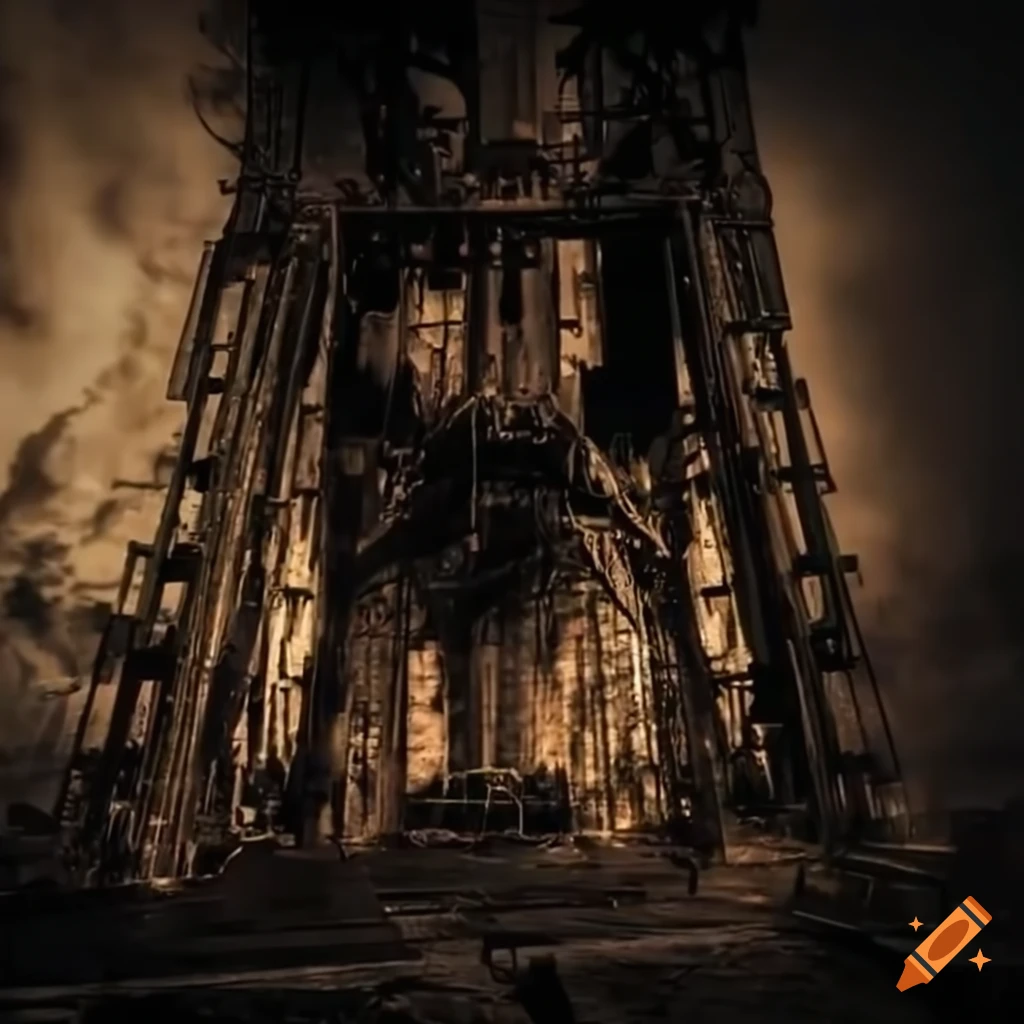 Scary industrial machine walking on Craiyon