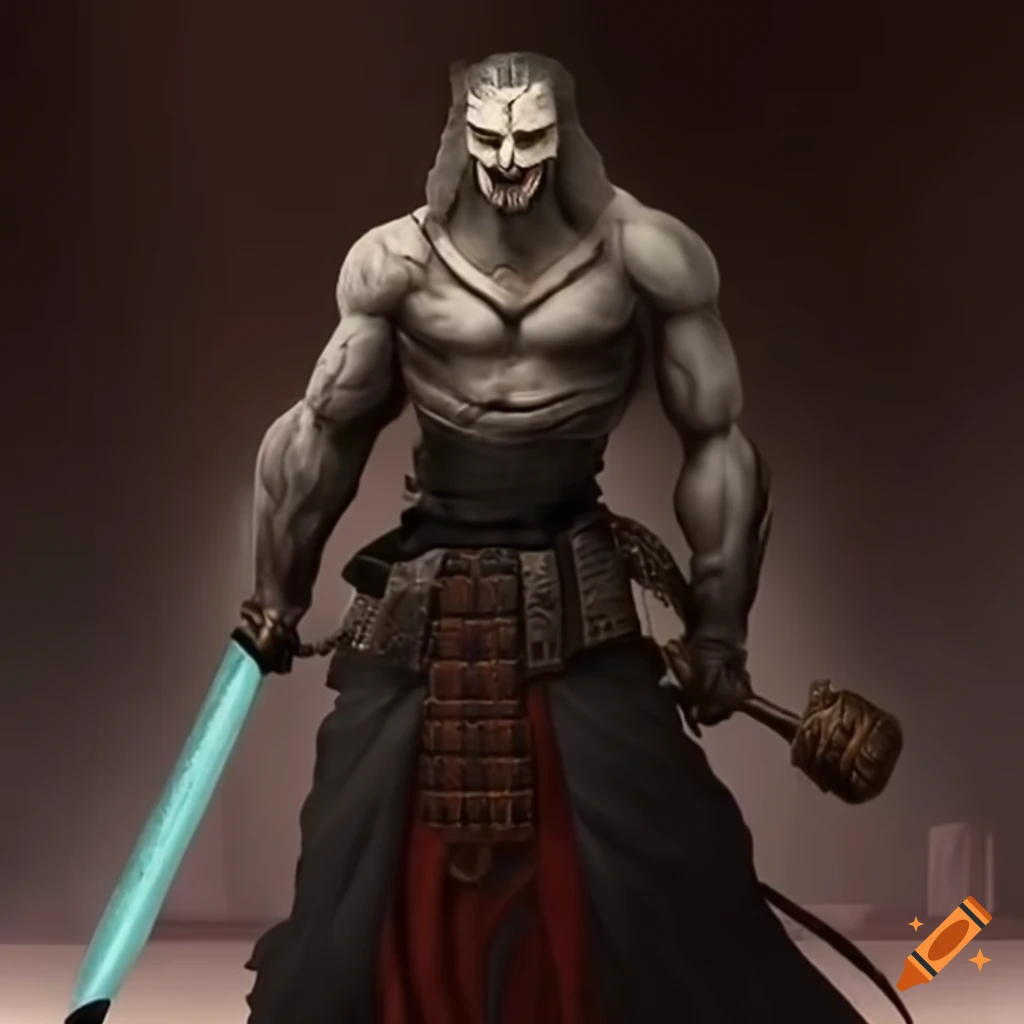Qui gon jinn fusion goliath gargoyle as black armor monk with samurai sword