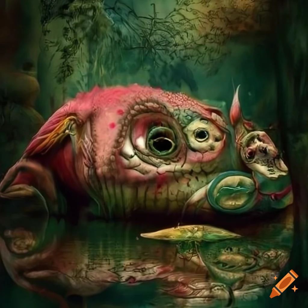 Marais surréaliste nénufars exotic and surreal floral garden habited by ...