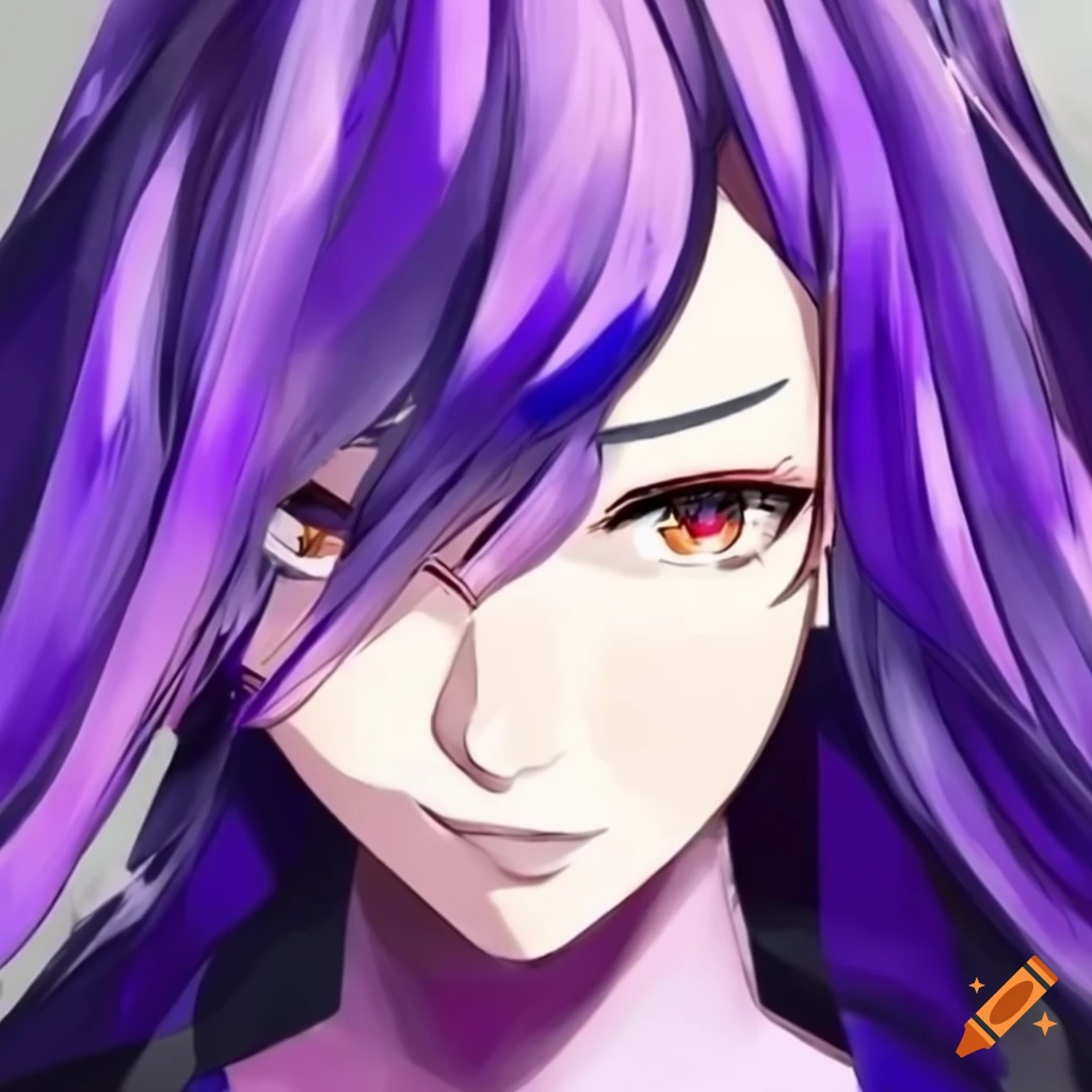Lusamine with purple hair on Craiyon