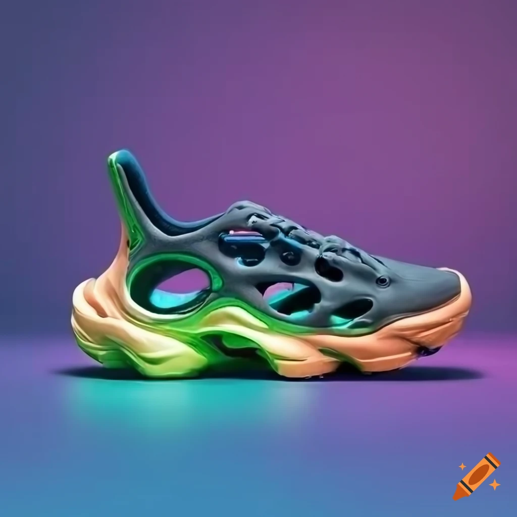 Side view. Futuristic alien foam yeezy hiker shoe collaboration with ...