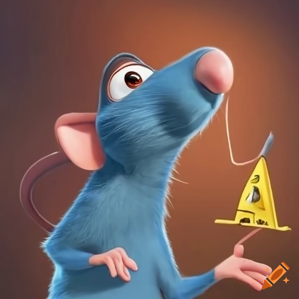 Remy from ratatouille shaking hands with bill cipher on Craiyon