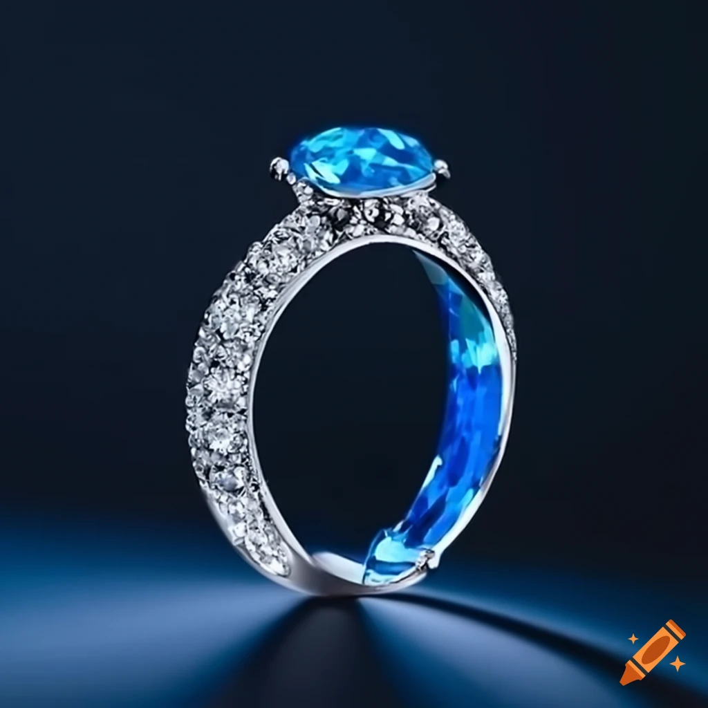 A sparkling ring with a mesmerizing blue gemstone high definition on ...