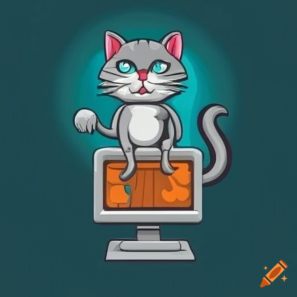 Cat and computer mascot on Craiyon