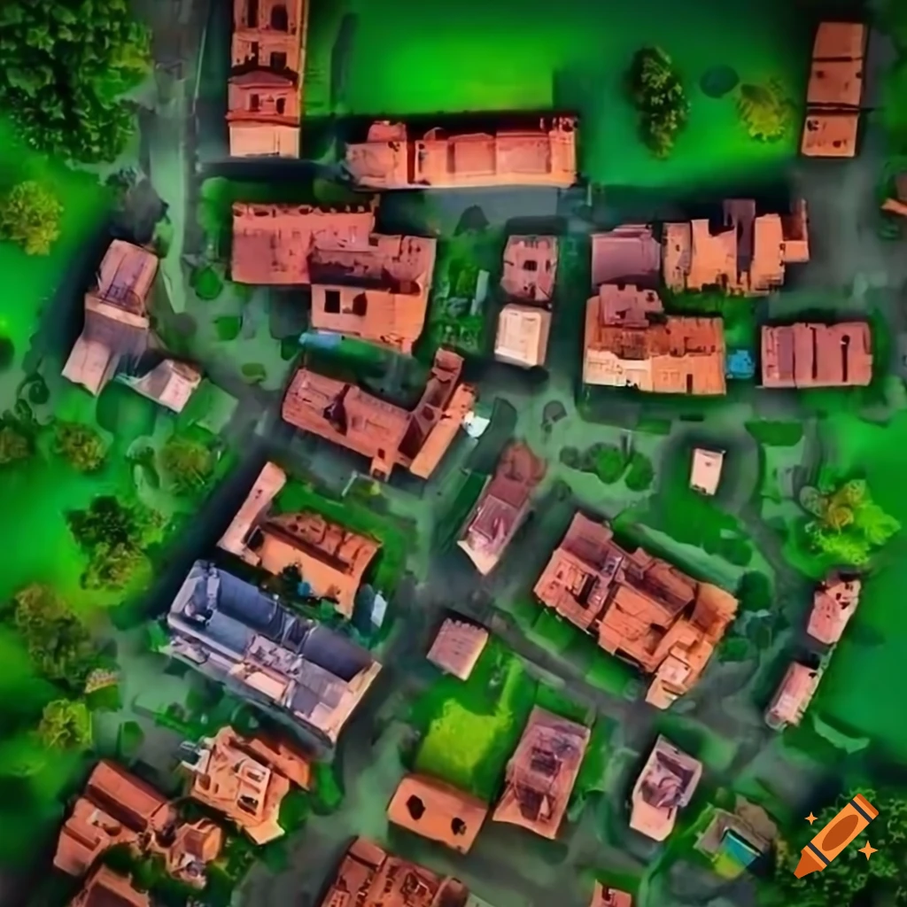 Large town top down view on Craiyon