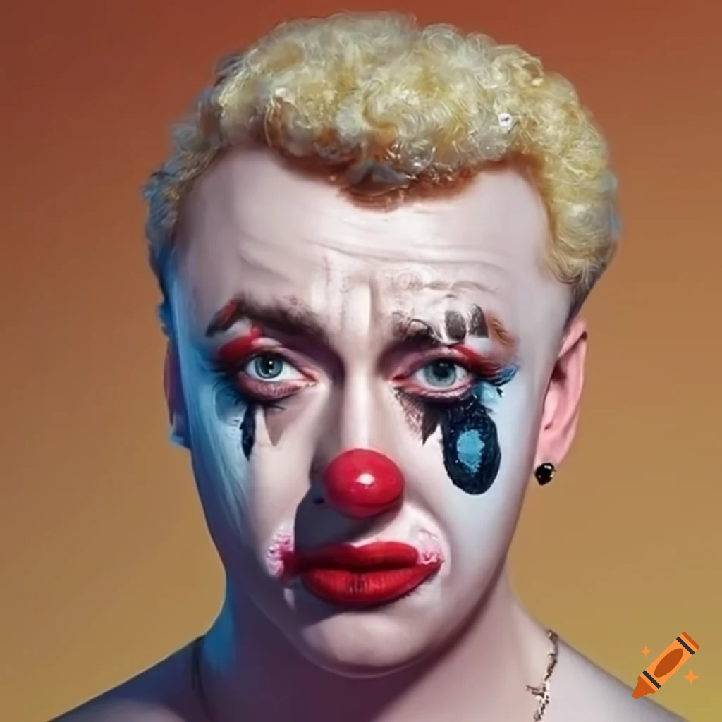 A photorealistic image of fat sam smith with bleached blonde hair ...