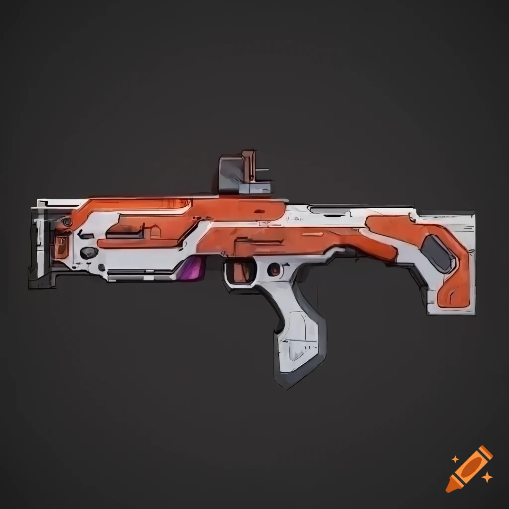 Concept art of Sci-fi rifle, side view, angular design, realistic, HD ...