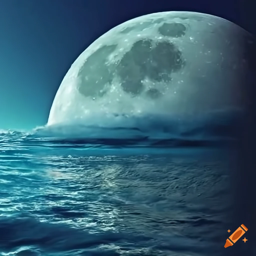 Large moon over the ocean in insane detail on Craiyon