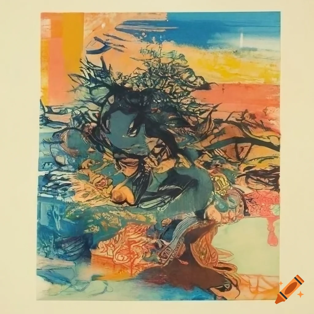 Robert Rauschenberg Yoshitaka Amano monotype Lithography minimalistic ...