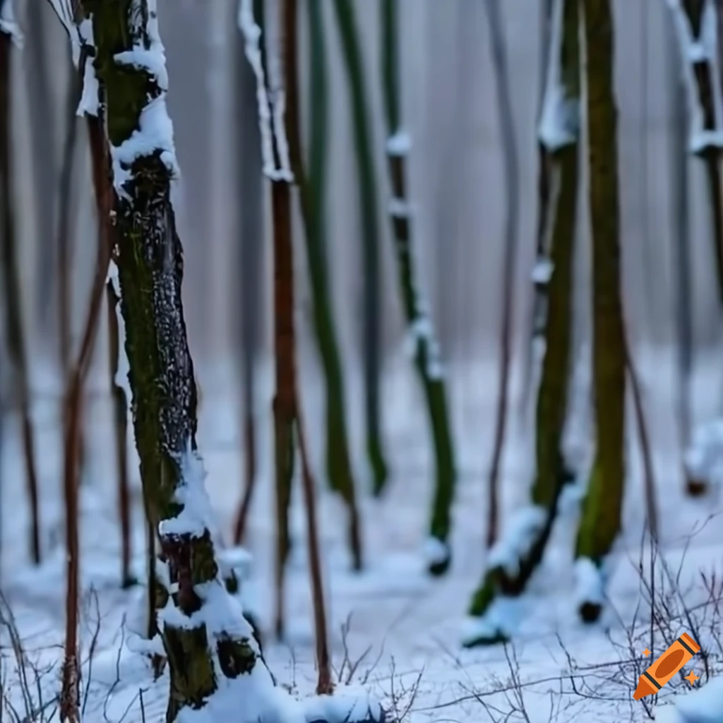 A beautiful snowy clearing in the forest in russia on Craiyon