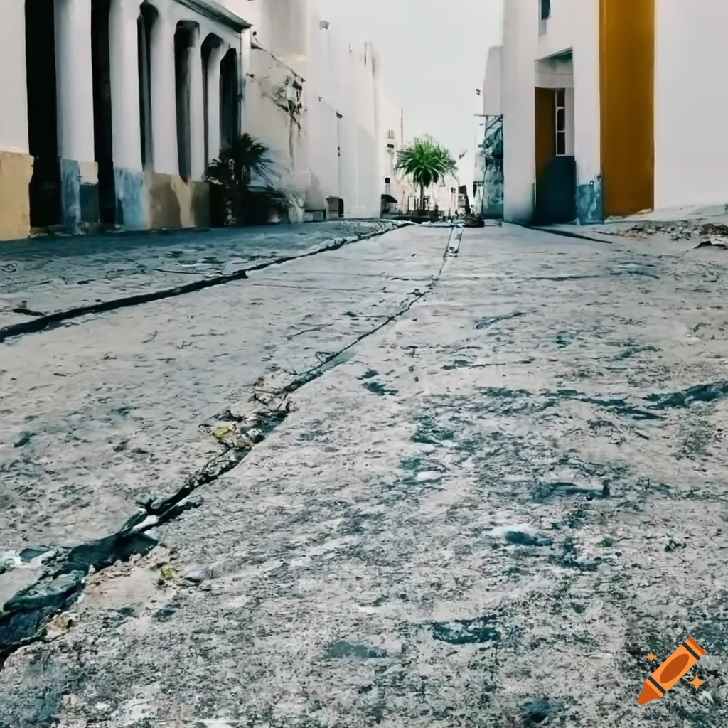 Dirty sidewalk in San juan puerto rico with buildings in the background ...