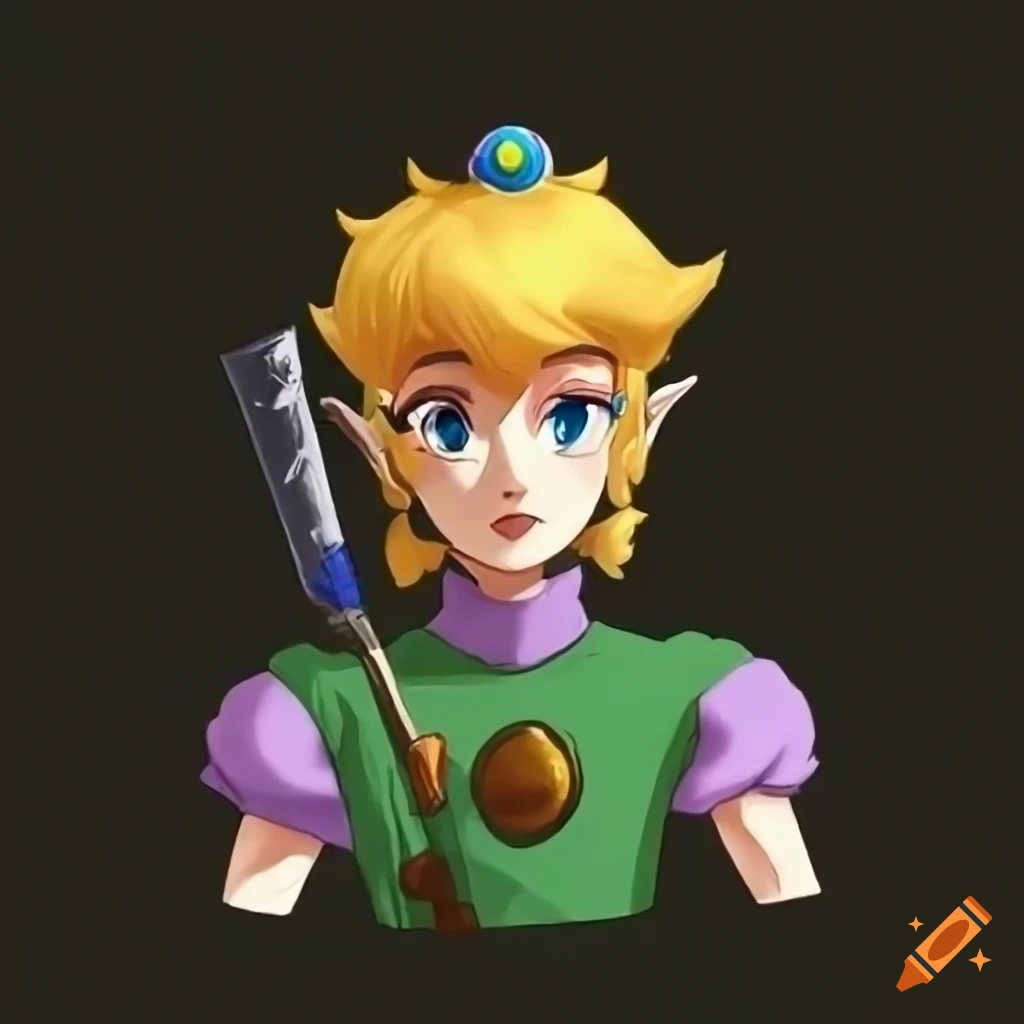 Princess peach and link, costume swap, two persons, high quality on Craiyon