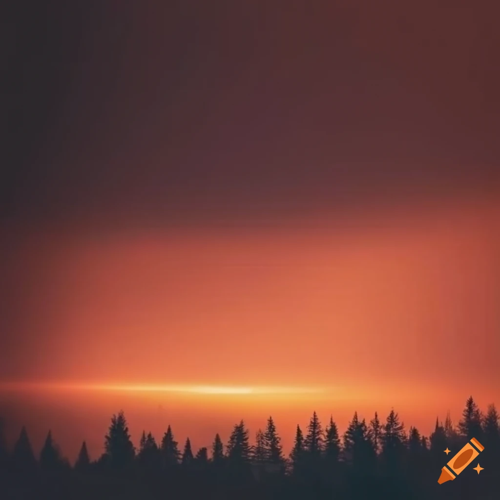 Dark vintage picture of a horizontal orange flash in the sky over a ...