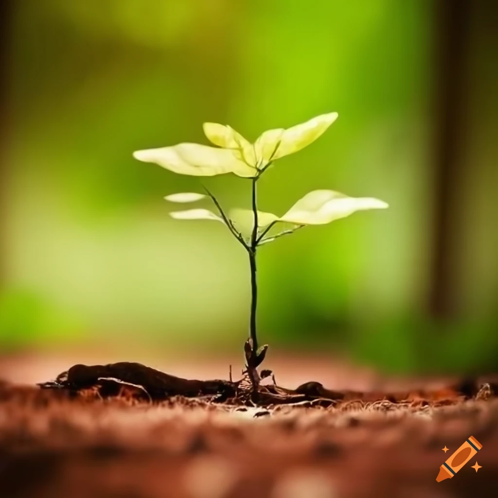 Multiple trees growing and saplings at different stages in life cycle ...