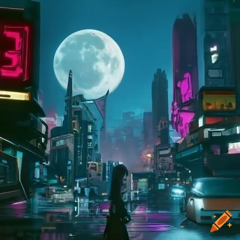Moon, cyberpunk, 2077, future, aliens, technologies on Craiyon