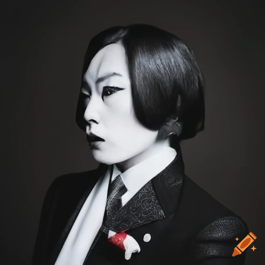 Kabuki actor in a suit