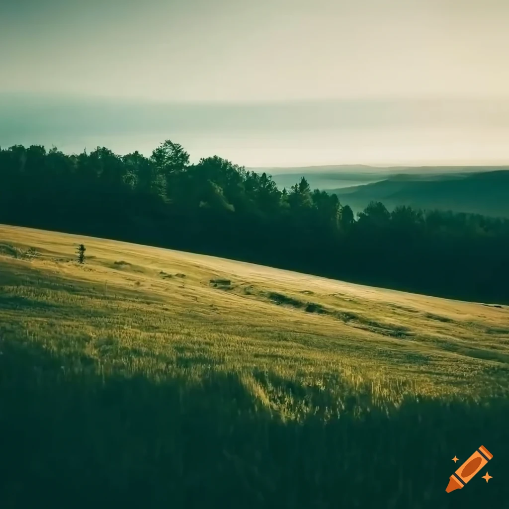 Untouched grassy hill plains with small sections of forest in the distance