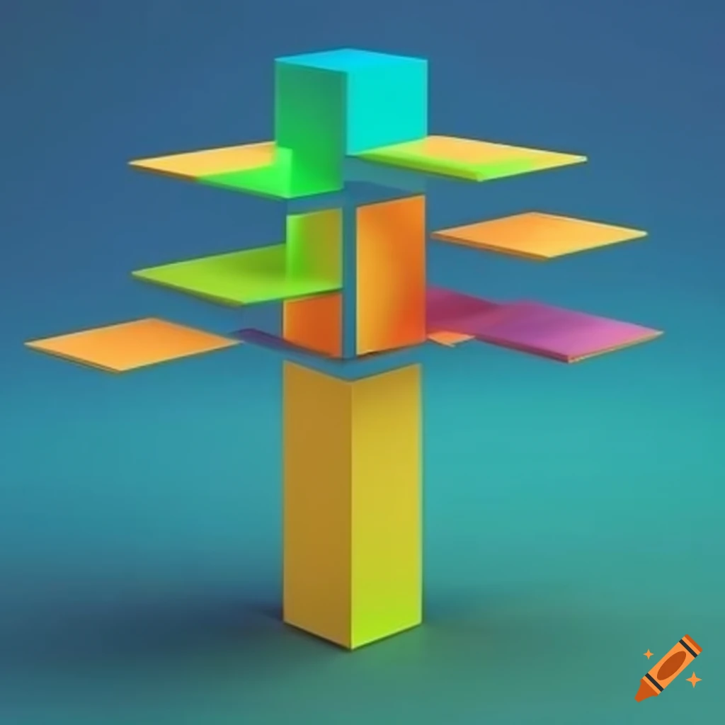 Cube tree by modern style including blue yellow orange green color