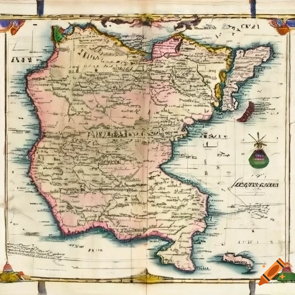 Map of the Kingdom of Mekdoria, which is divided into 5 parts. In the ...