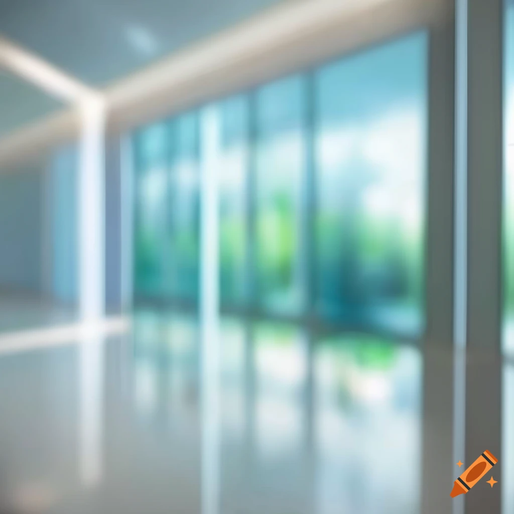 A bright and blurred picture of a serene office setting with natural ...