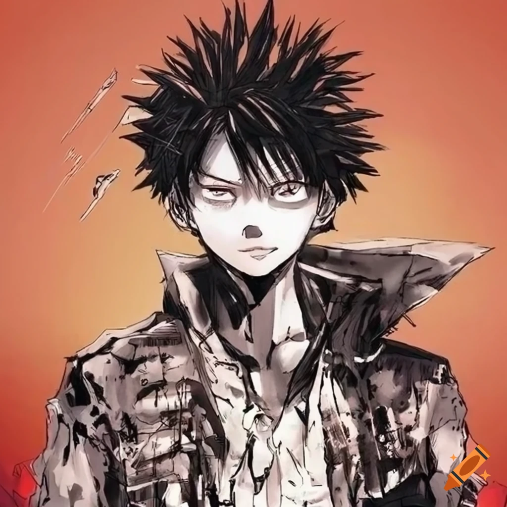 Shonen Protagonist drawn by Yoji Shinkawa and Katsuhiro Otomo on Craiyon
