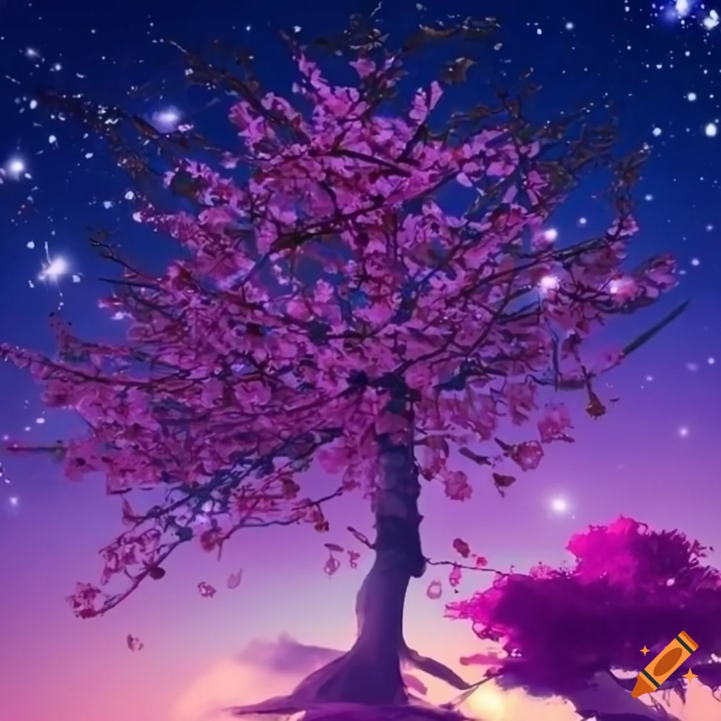 Sakura tree with stars on Craiyon